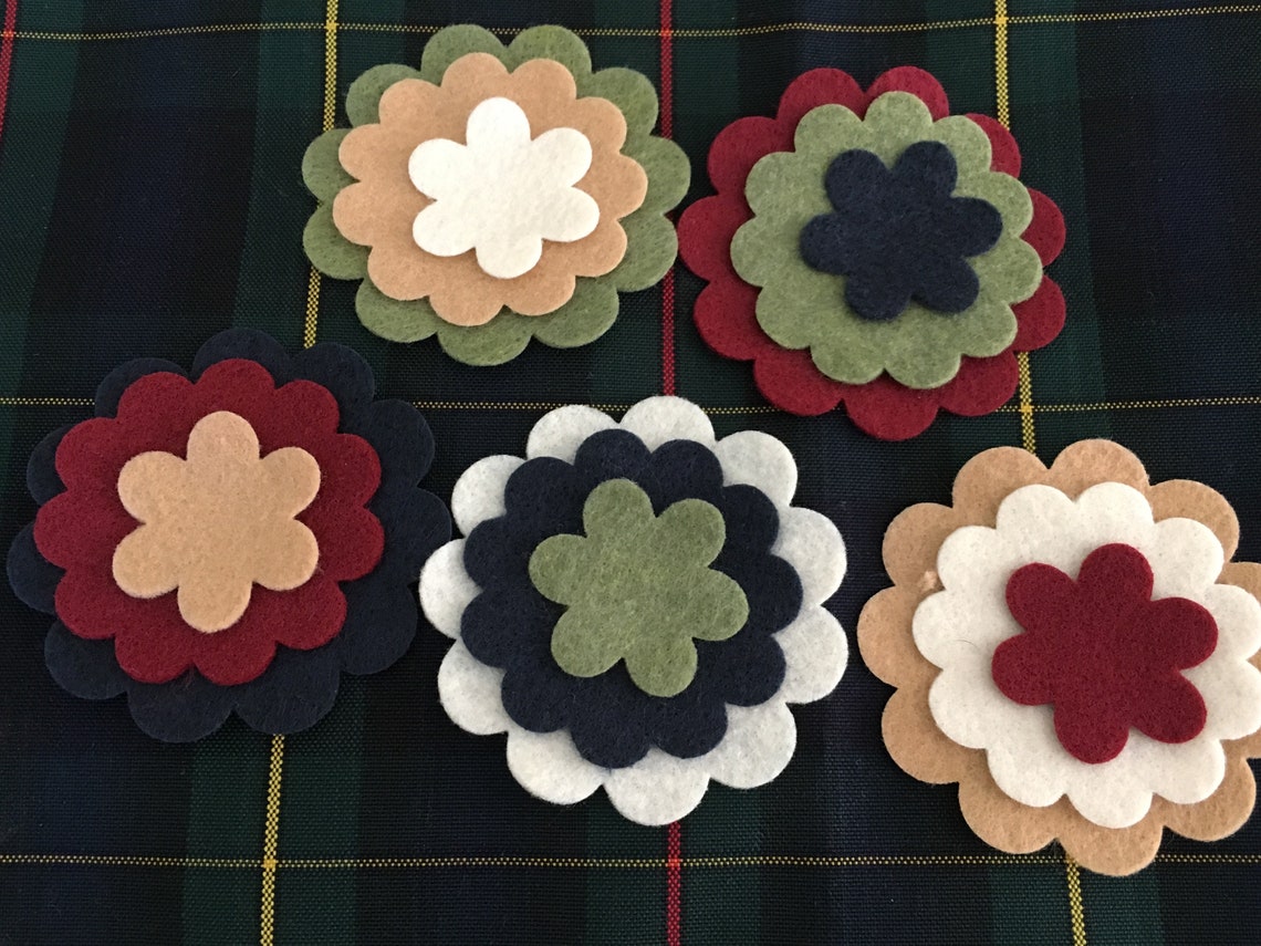 Penny Rug Style-felt Flowers-diy Primitive Felt - Etsy