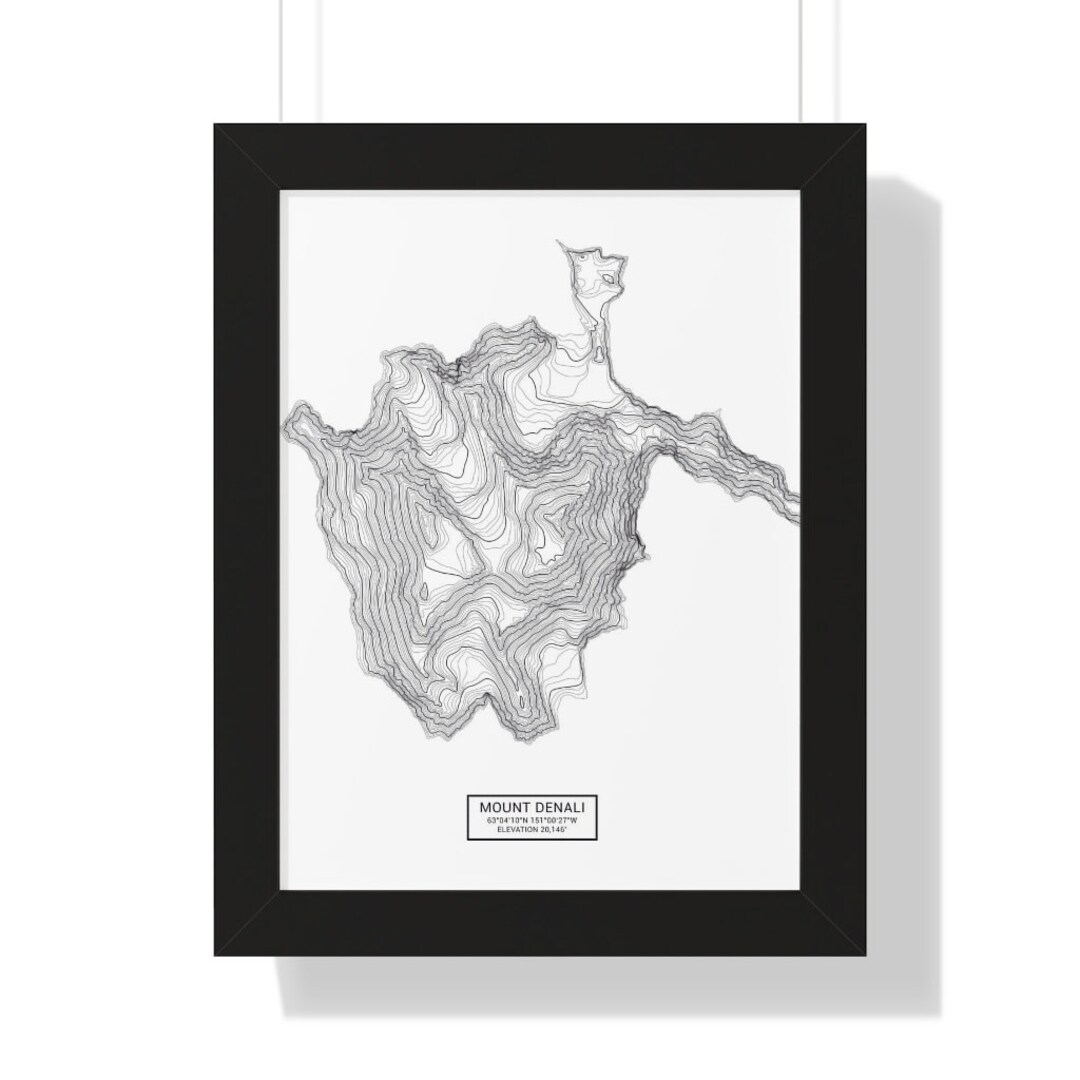 Framed Mt. Denali Topographic Map - Etsy