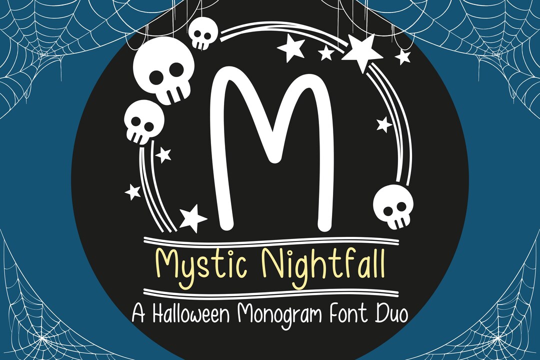 Mystic Nightfall Monogram Font : Halloween Duo, Spooky Font (OTF, TTF ...