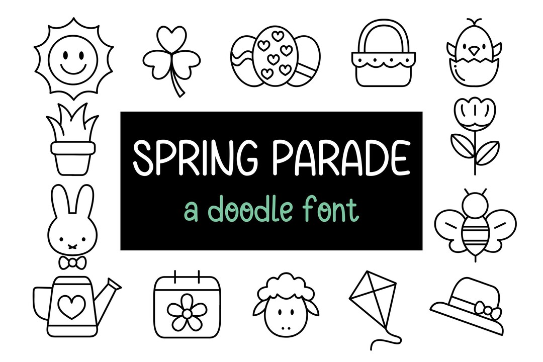 Spring Parade Doodle Font : Dingbat Font, Spring Doodles, Spring Font ...