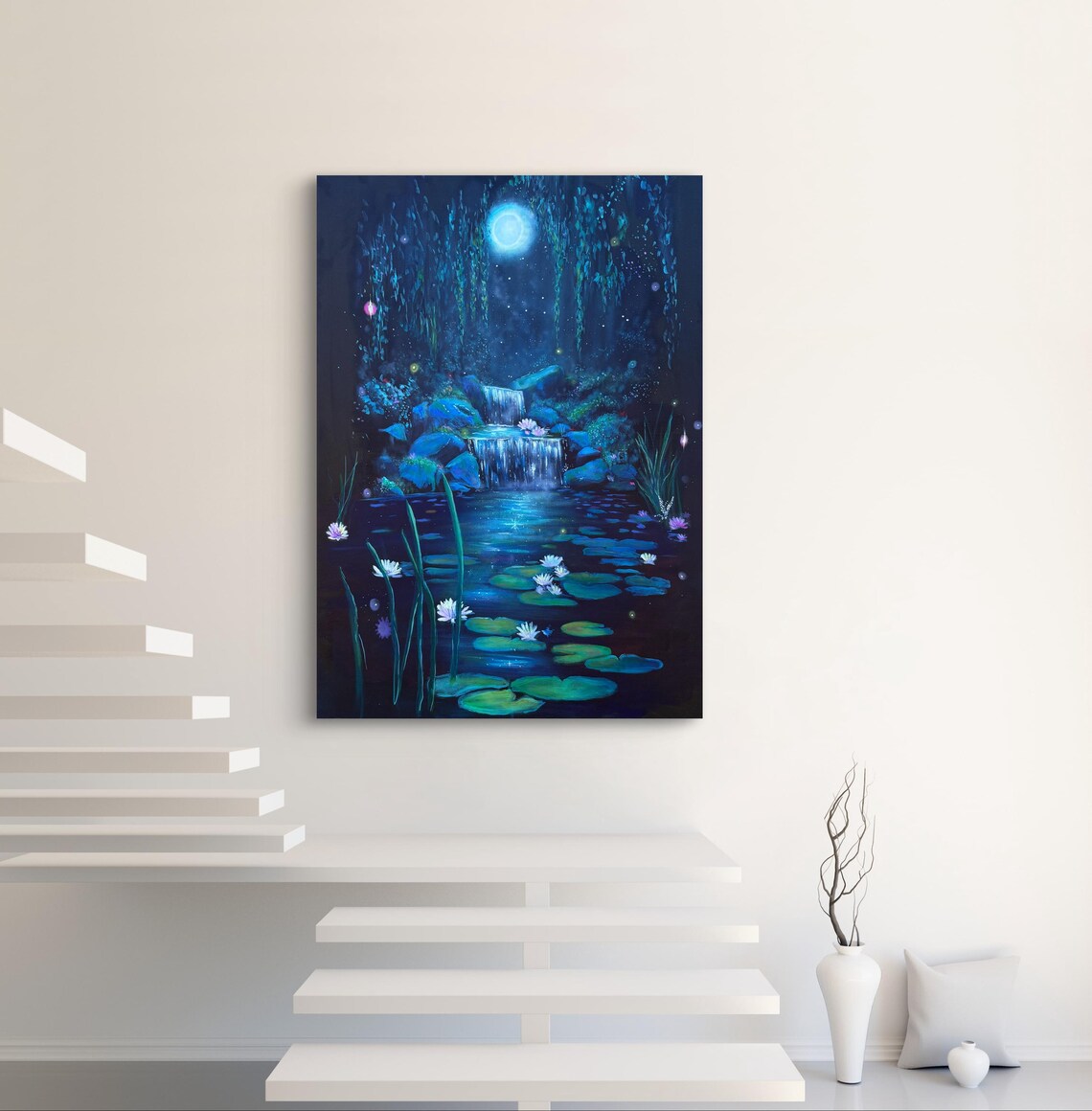 Misty Dream – Whimsical Forest Painting | Large Fantasy Canvas Wall Art ...