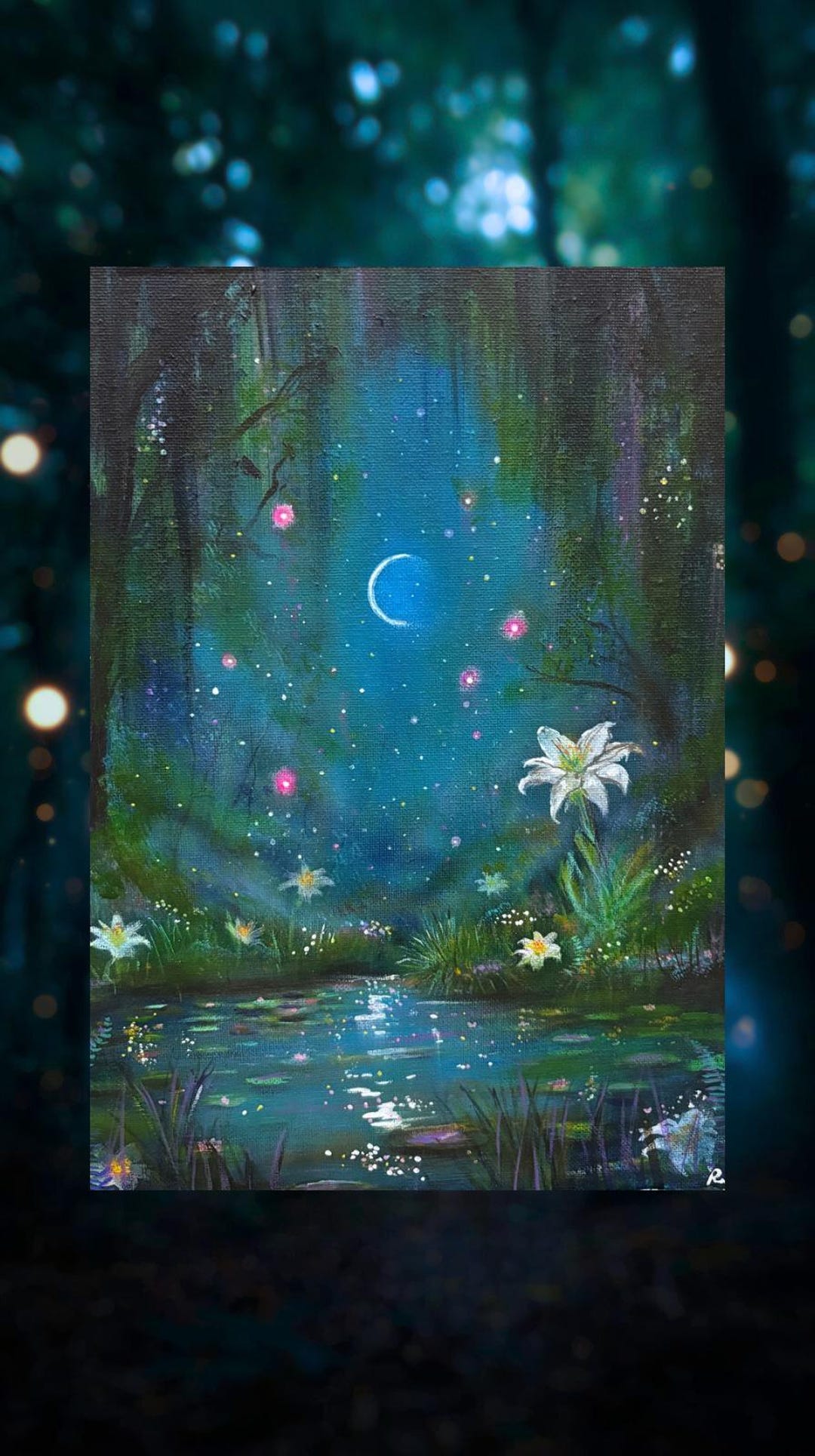 Midnight Glimmer Fantasy Art Print: Signed Mystical Forest Artwork - Etsy