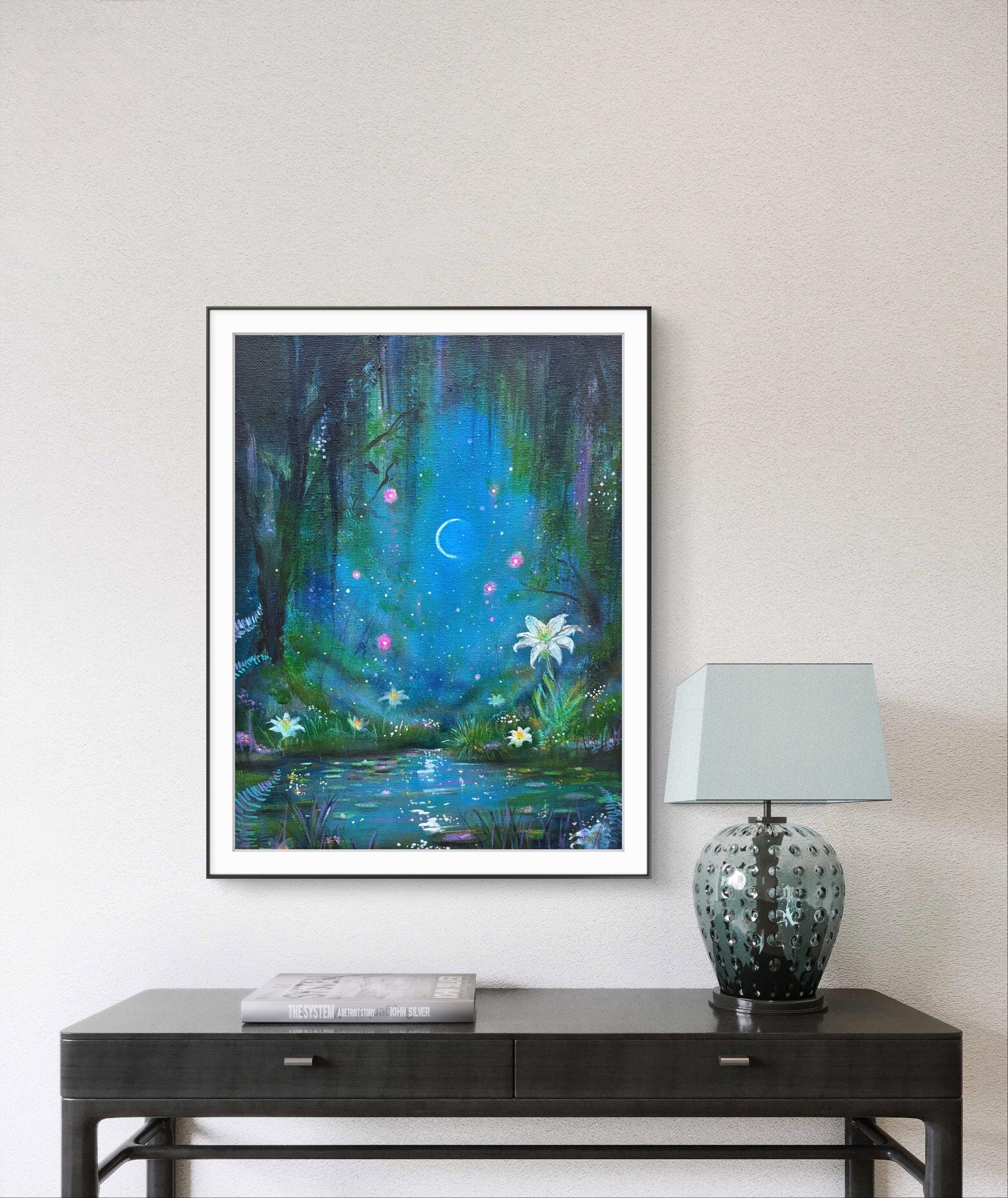 Midnight Glimmer Fantasy Art Print: Signed Mystical Forest Artwork - Etsy