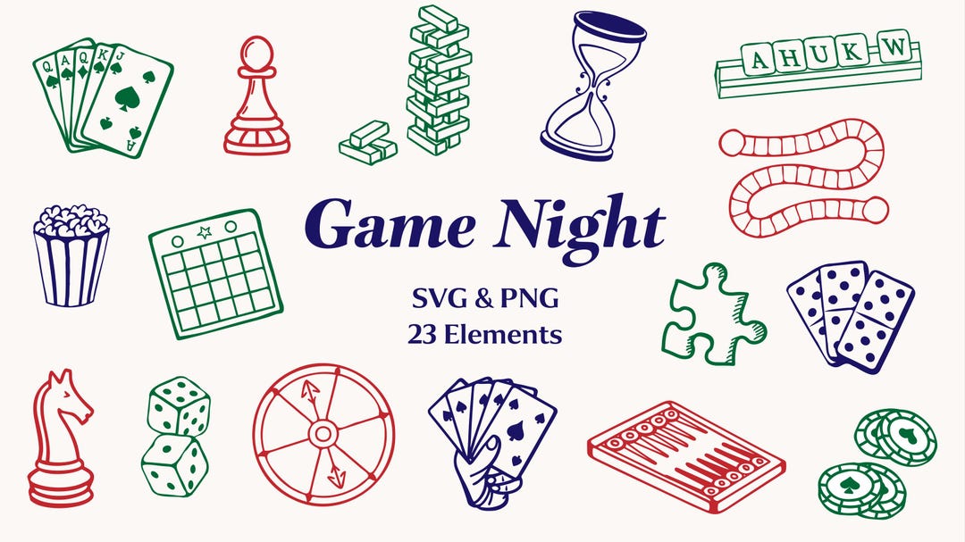 Hand Drawn Whimsical Game Night Illustrations for Board Game Nights ...