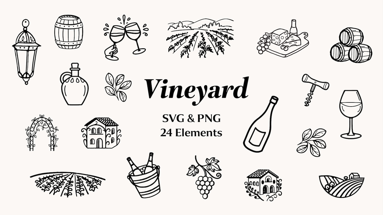 Hand Drawn Whimsical Vineyard Illustrations for Vineyard Weddings ...