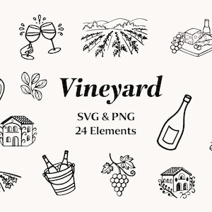 Hand Drawn Whimsical Vineyard Illustrations for Vineyard Weddings ...