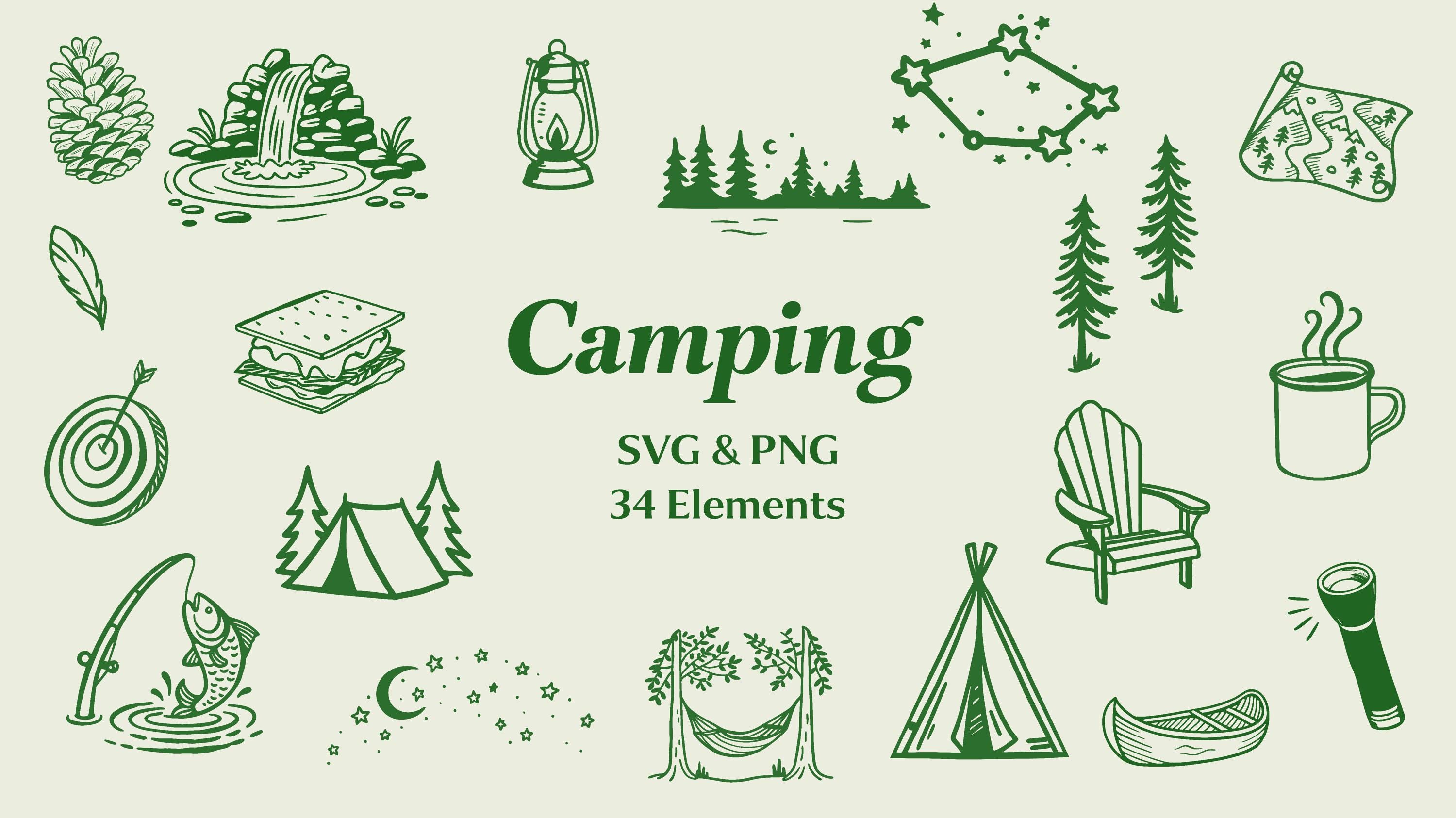 Hand Drawn Whimsical Camp Illustrations for Bachelorette Parties ...