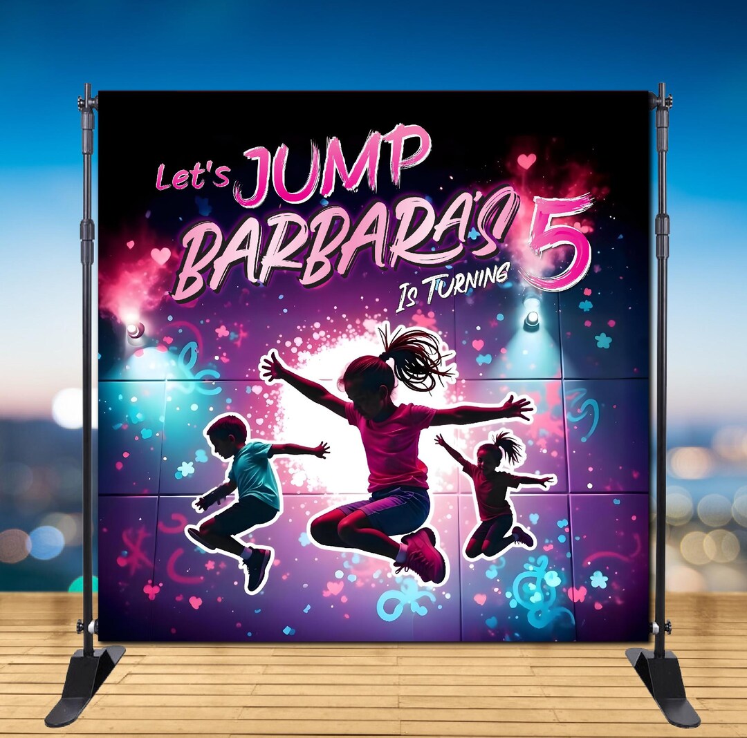 Lets Jump Birthday Backdrop, Trampoline Park Theme Backdrop - Etsy