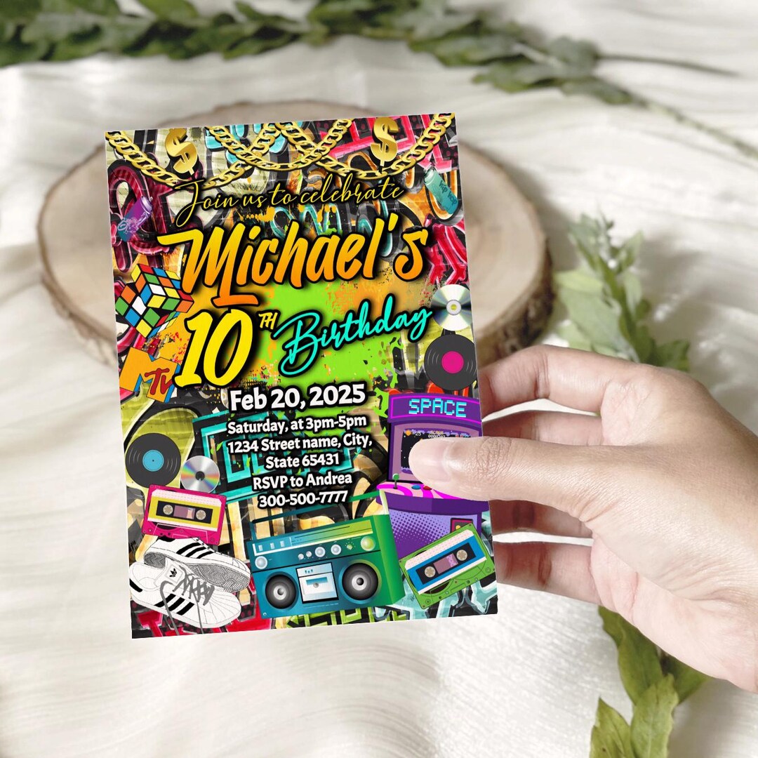Hip Hop Graffiti Birthday Invitation Editable - Etsy