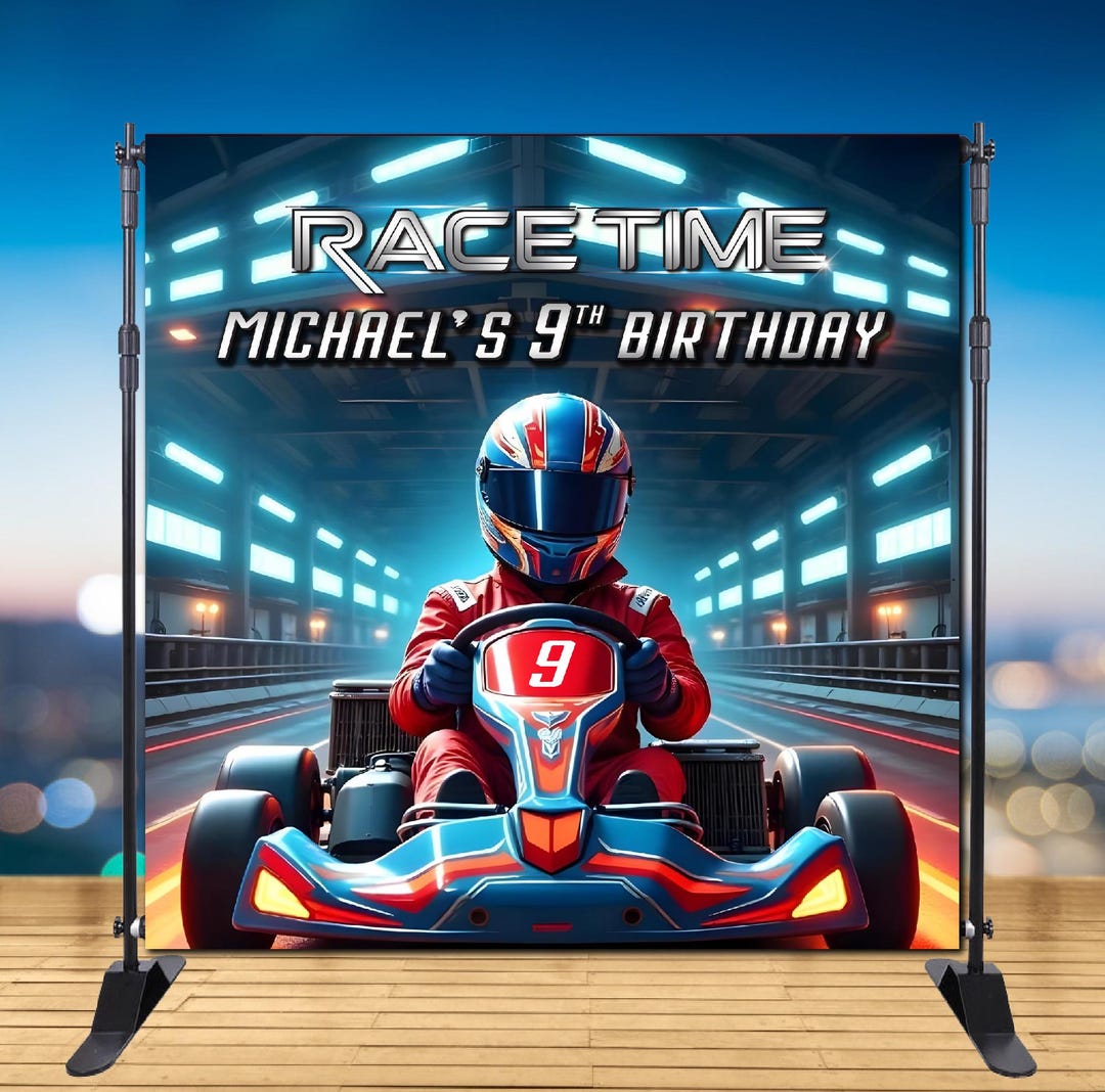 Go Kart Birthday Backdrop Digital File, Racing Backdrop - Etsy