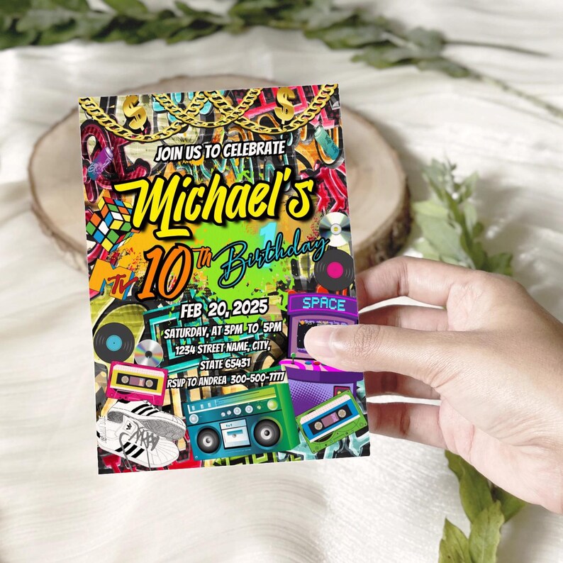 Hip Hop Graffiti Birthday Invitation Editable, Instant Download - Etsy