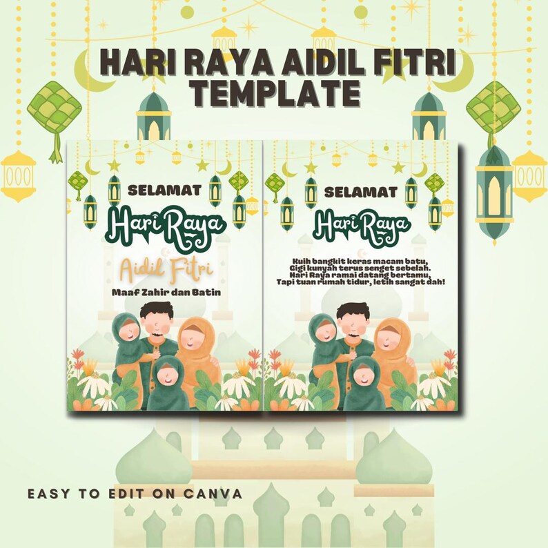Hari Raya Greeting Card 2025 - Editable Template (easy to Use) - Etsy