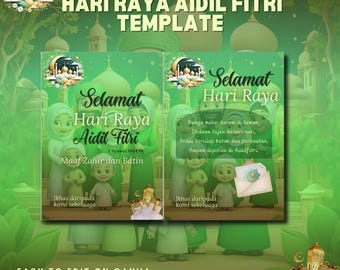 Hari Raya Greeting Card 2025 - Editable & Printable Template (easy to Use) - Etsy