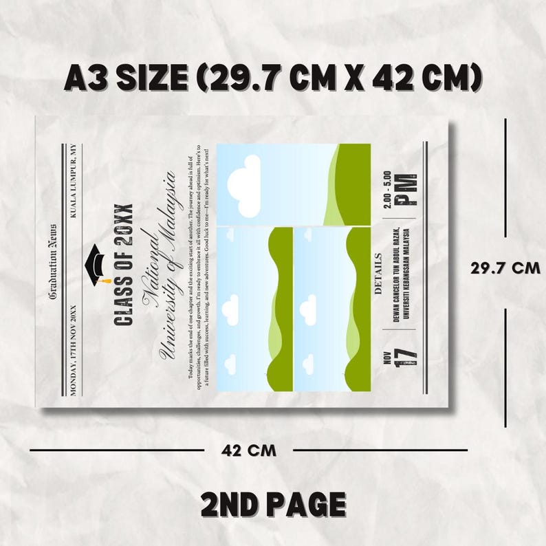 Editable Newspaper Template A3 Size (prop Uses Graduation/wedding ...