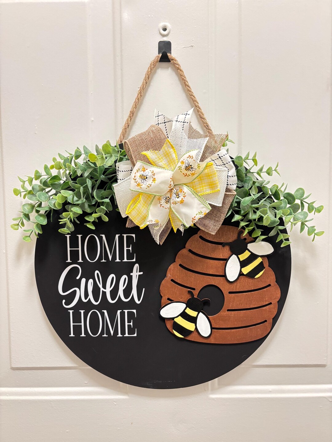Home Sweet Home Bee Door Sign - Etsy