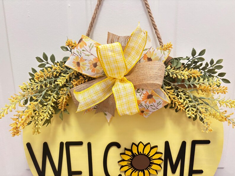 Welcome Sunflower Door Sign - Etsy
