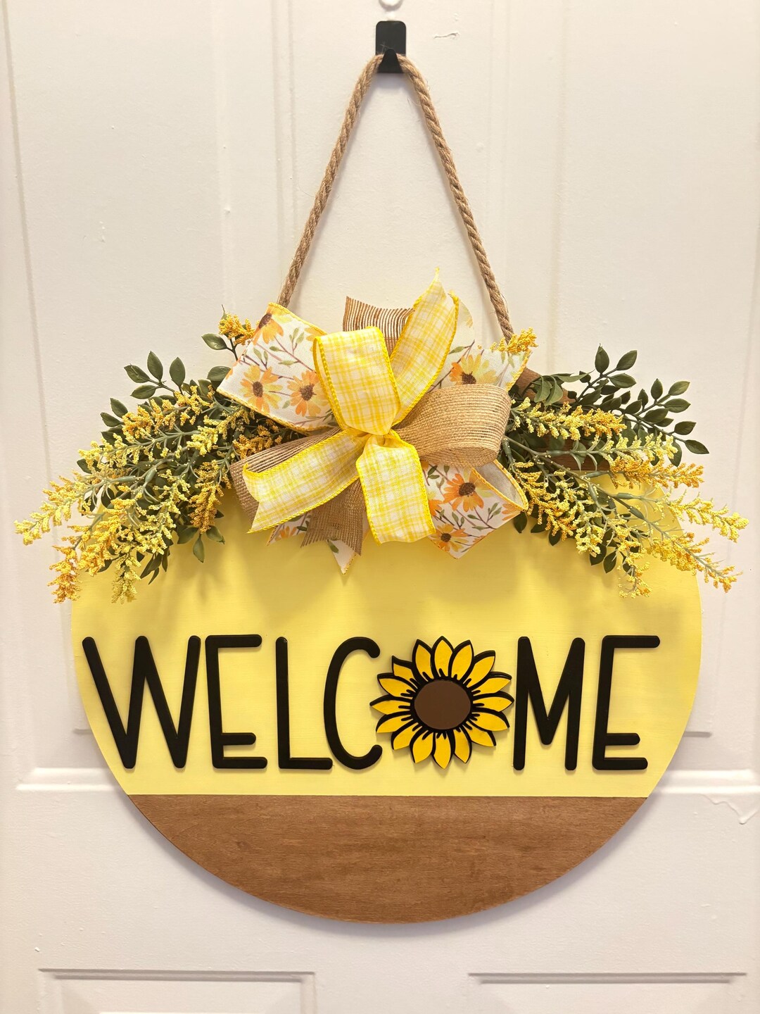 Welcome Sunflower Door Sign - Etsy
