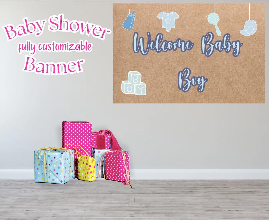 Hand-painted Welcome Baby Boy Banner – Blue Shower Decor - Etsy