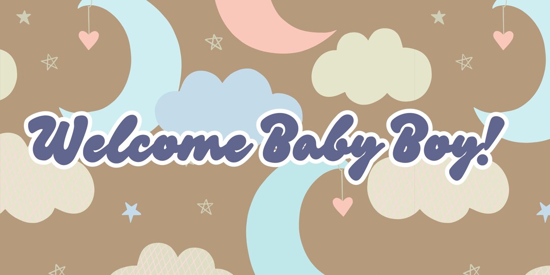 Welcome Baby Boy Banner – Hand-painted Baby Shower Sign – Blue Moon ...