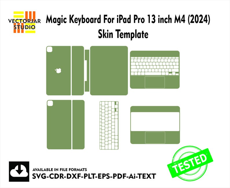 IPad Pro 13 Inch M4 (2024) With Magic Keyboard Skin Vector Template ...