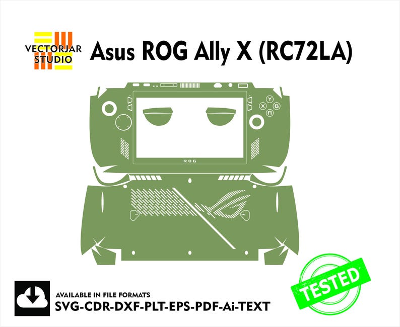 Asus ROG Ally X (RC72LA) Skin Vector Template File Skin Die Cut Layout ...