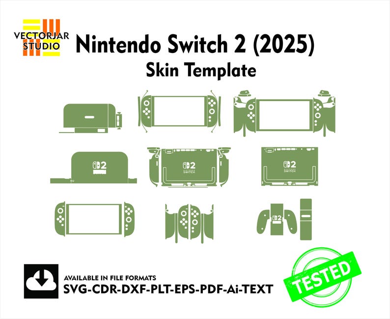 Nintendo Switch 2 (2025) Skin Vector Template File Skin Die Cut Layout ...