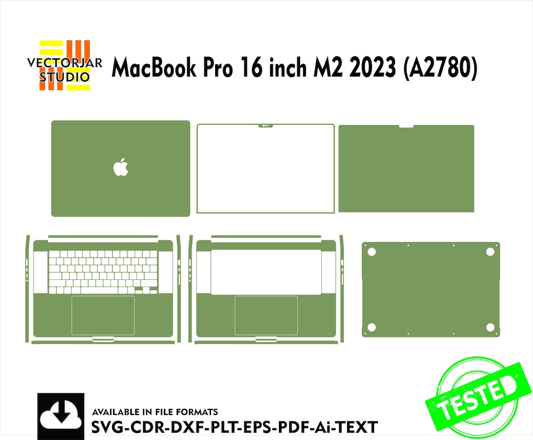 MacBook Pro 16 Inch M2 2023 (A2780) Skin Vector Template File Skin Die ...
