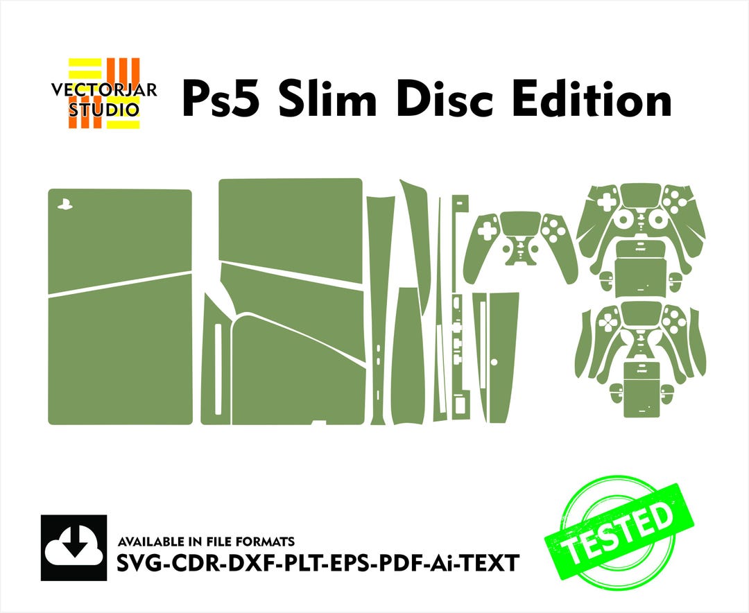 Ps5 Slim Disc Edition Skin Template Vector File Templete Skin Die Cut ...
