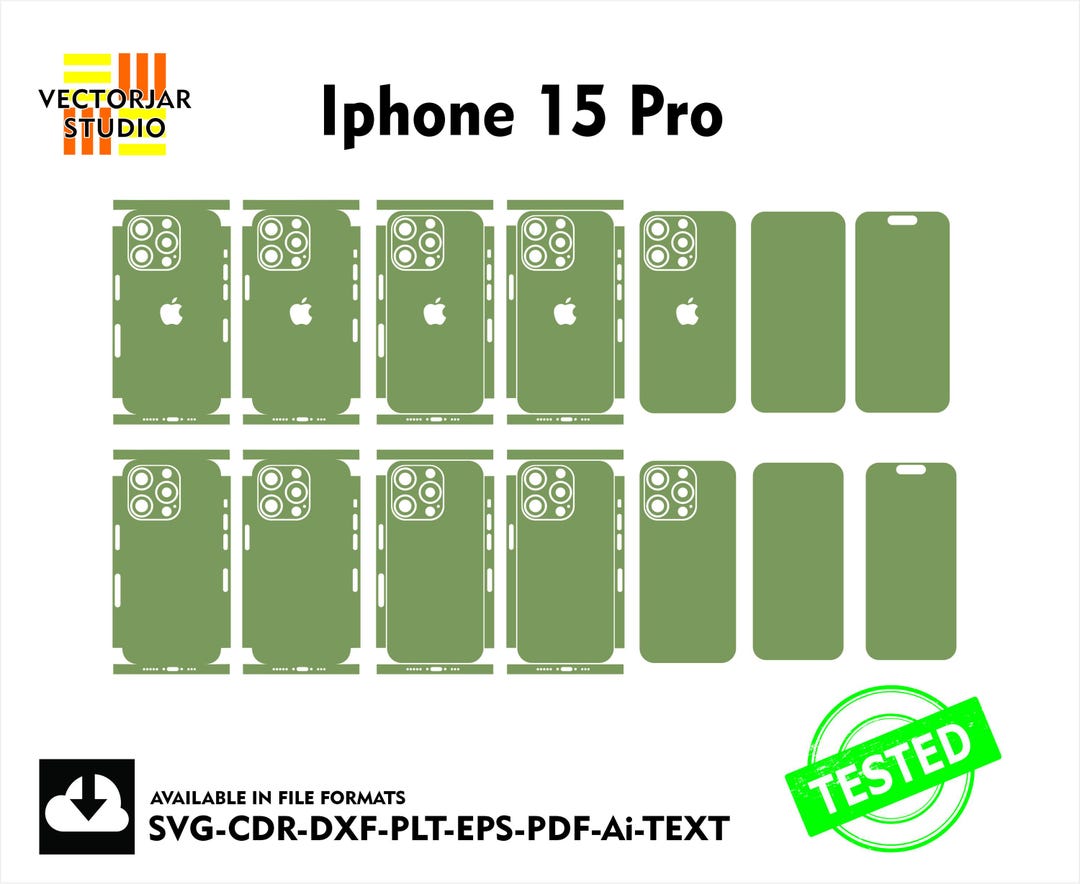 IPhone 15 Pro Skin Vector Template File Skin Die Cut Layout - Etsy