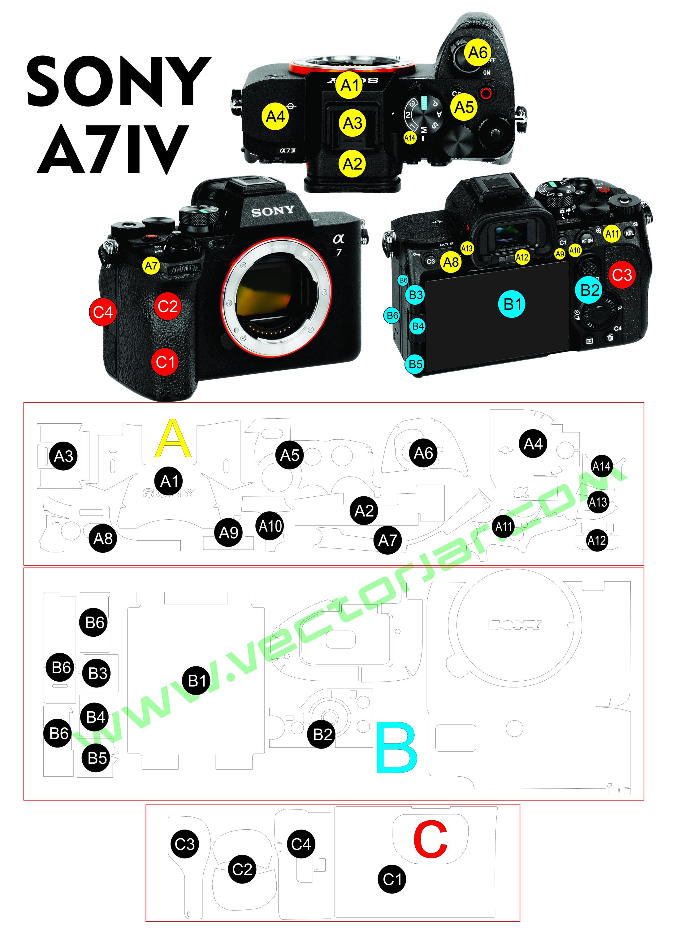 Sony A7iv Skin Vector Template File Skin Die Cut Layout - Etsy