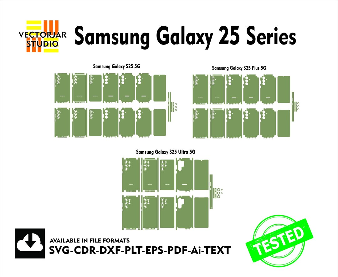 Samsung Galaxy S25 Series Bundle Skin Vector Template File Skin Die Cut ...