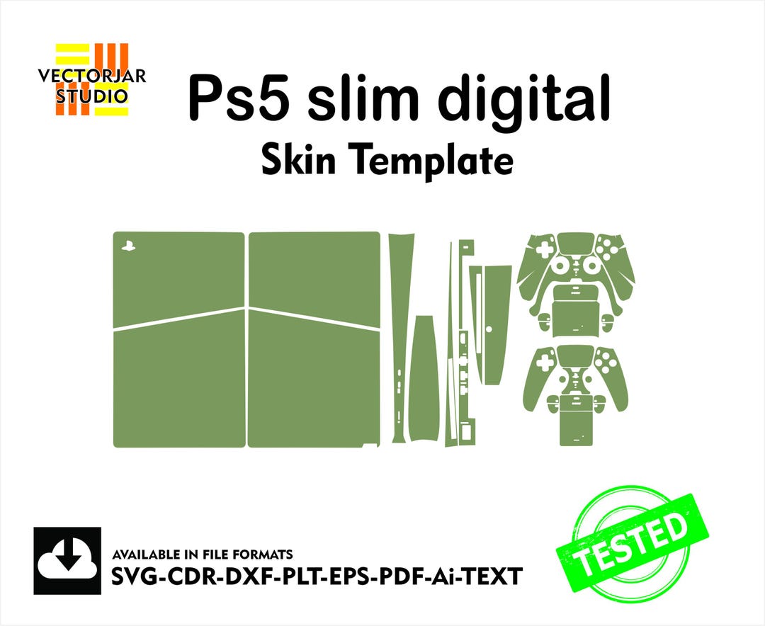 Playstation 5 Slim Digital Skin Vector Template File Skin Die Cut ...