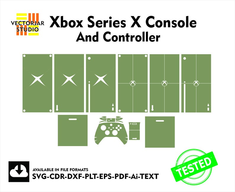Xbox Series X and Controller Skin Vector Template File Skin Die Cut ...