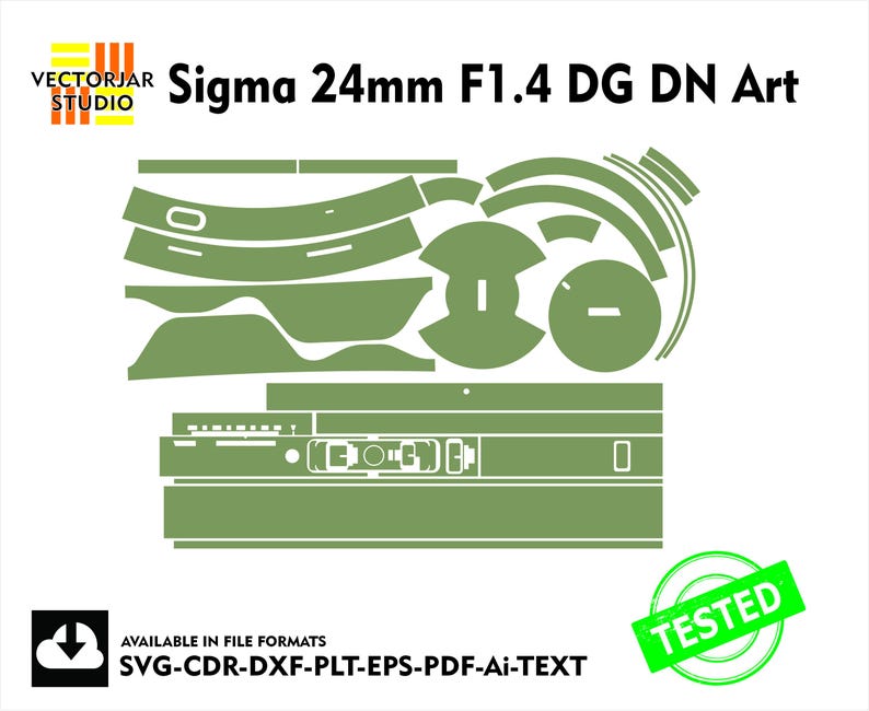 Sigma 24mm F1.4 DG DN Art Skin Vector Template File Skin Die Cut Layout ...