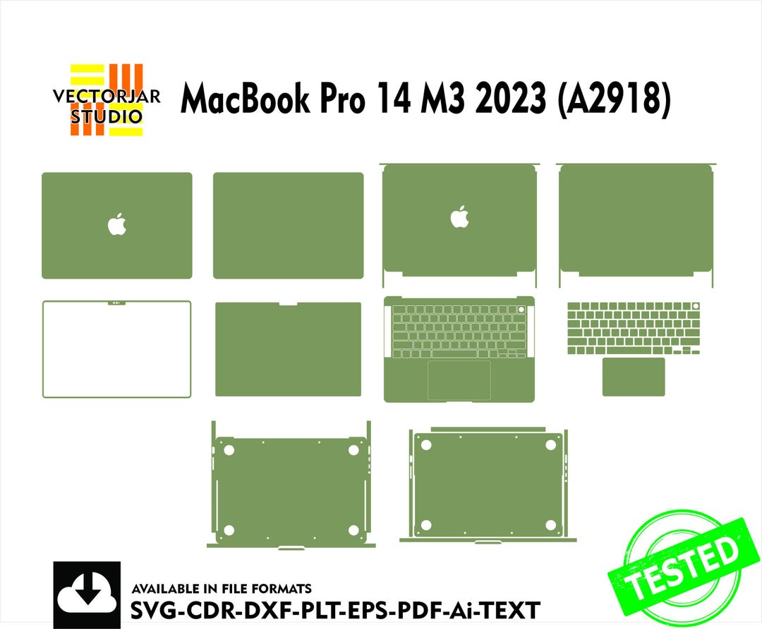 MacBook Pro 14 M3 2023 (A2918) Skin Vector Template File Skin Die Cut ...