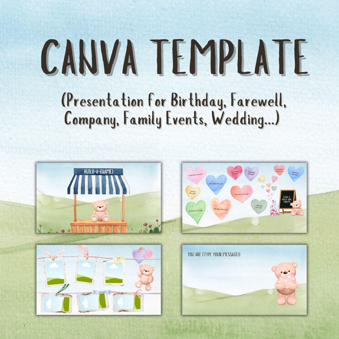 Canva Birthday Farewell Company Wedding Slides Template Presentation - Etsy