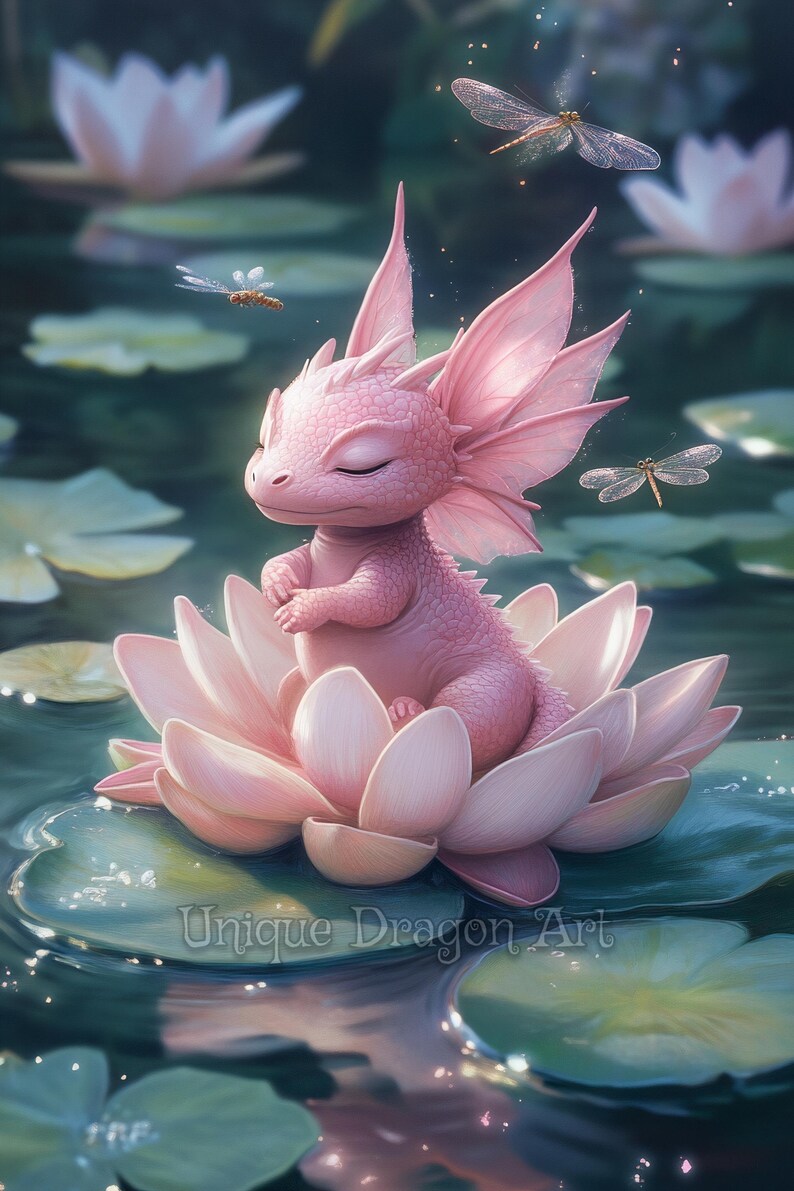 Meditating Baby Dragon – Digital Download, Whimsical Fantasy Art Print ...