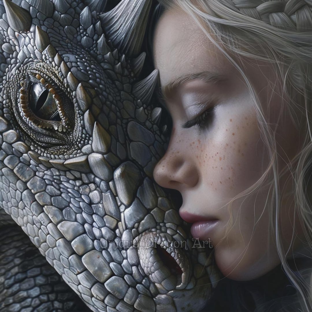 Girl and Dragon Bond – Printable Digital Download, Fantasy Creature ...