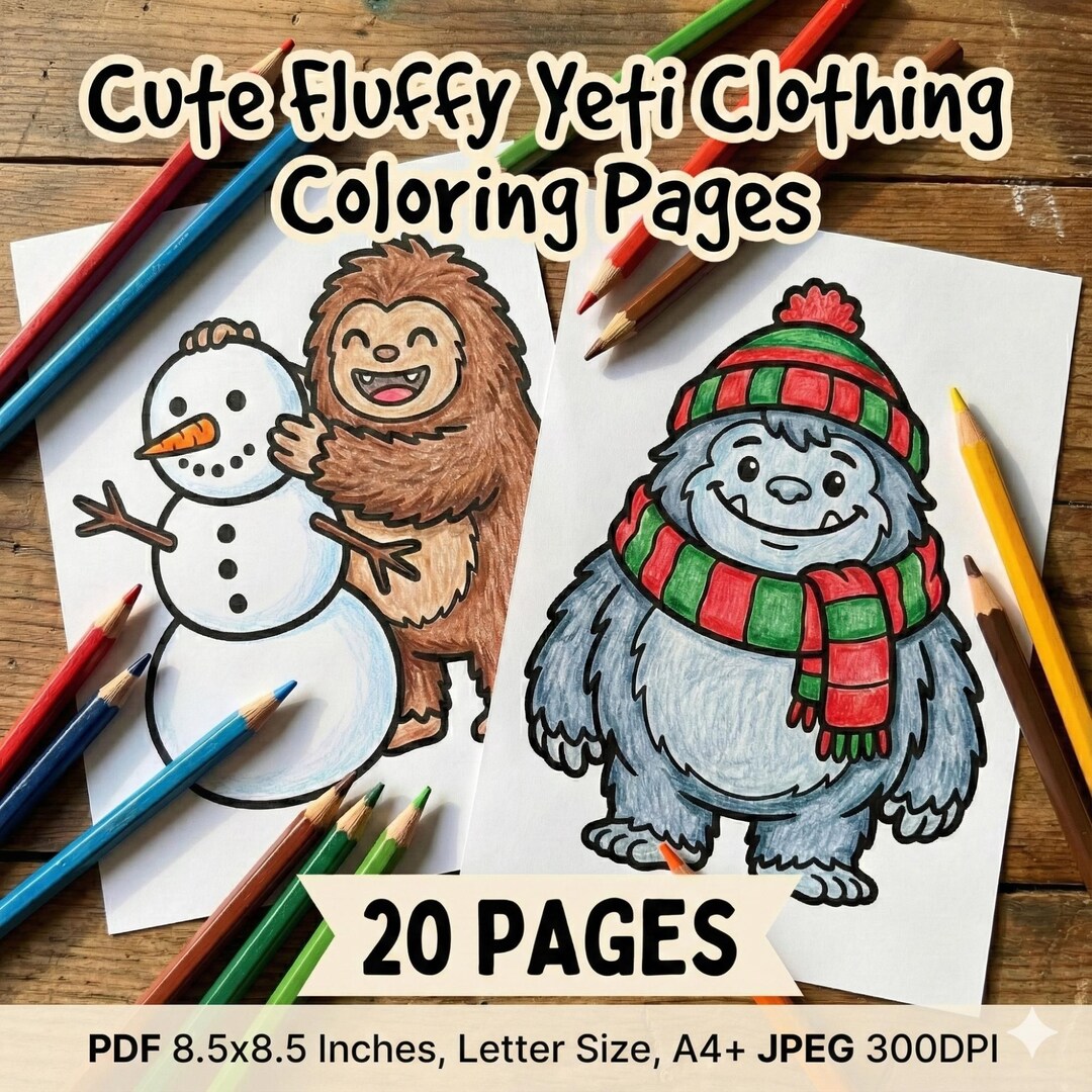 Cute Fluffy Yeti Coloring Pages for Kids | Winter Holiday Printable ...