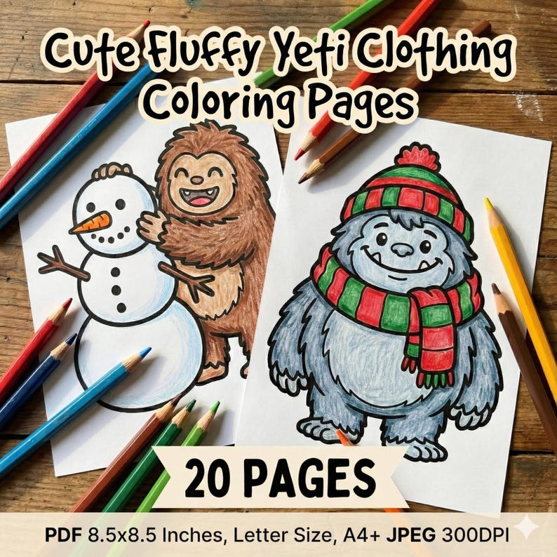 Cute Fluffy Yeti Coloring Pages for Kids | Winter Holiday Printable ...