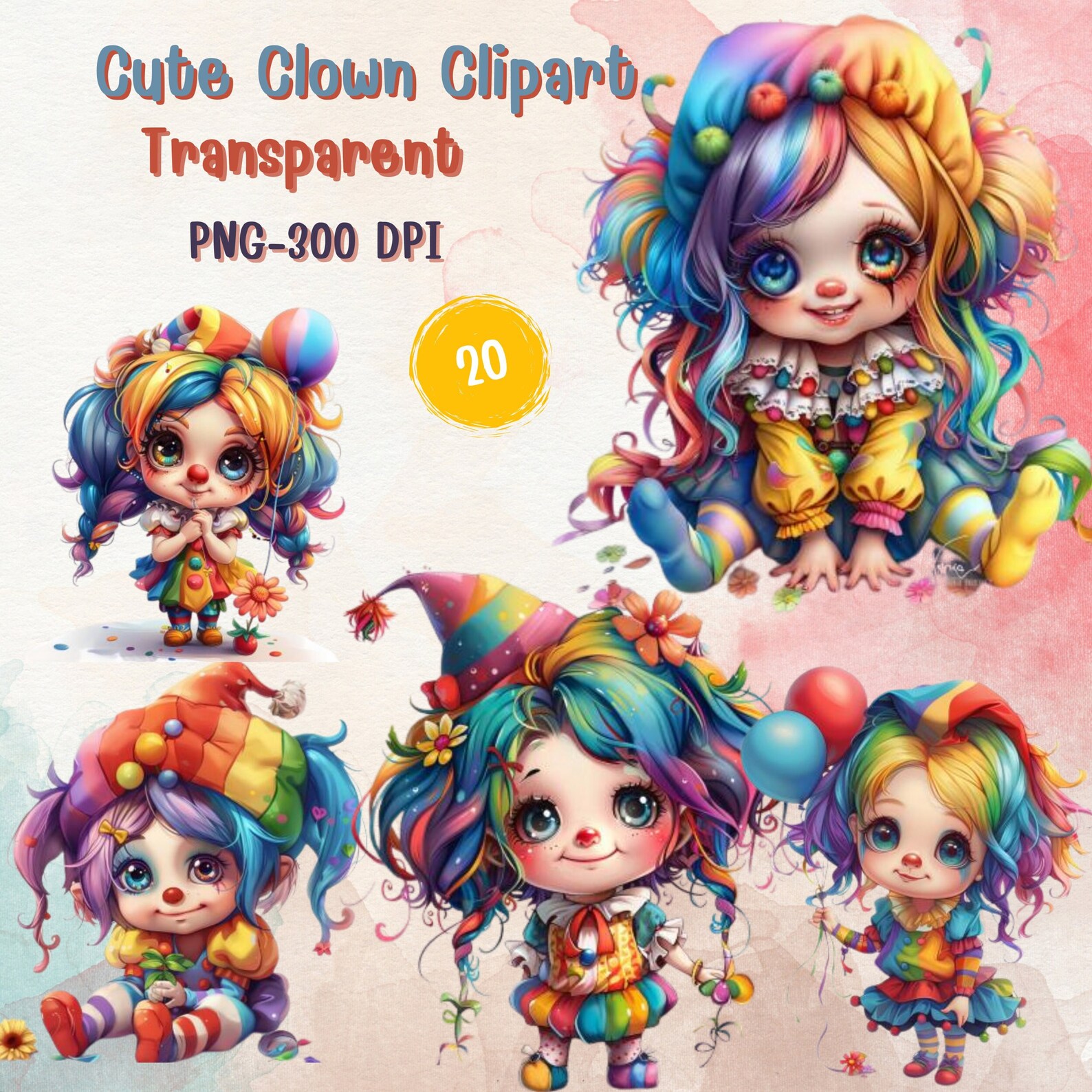 Cute Clown Clipart , Cute Clown PNG 20 High-quality Images for Circus ...