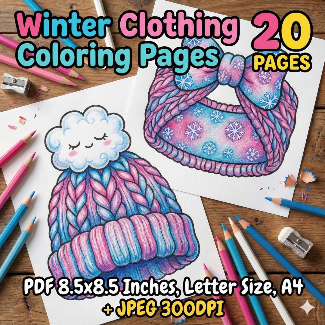 Winter Clothing Coloring Pages for Kids – Cozy Winter Outfits Printable ...