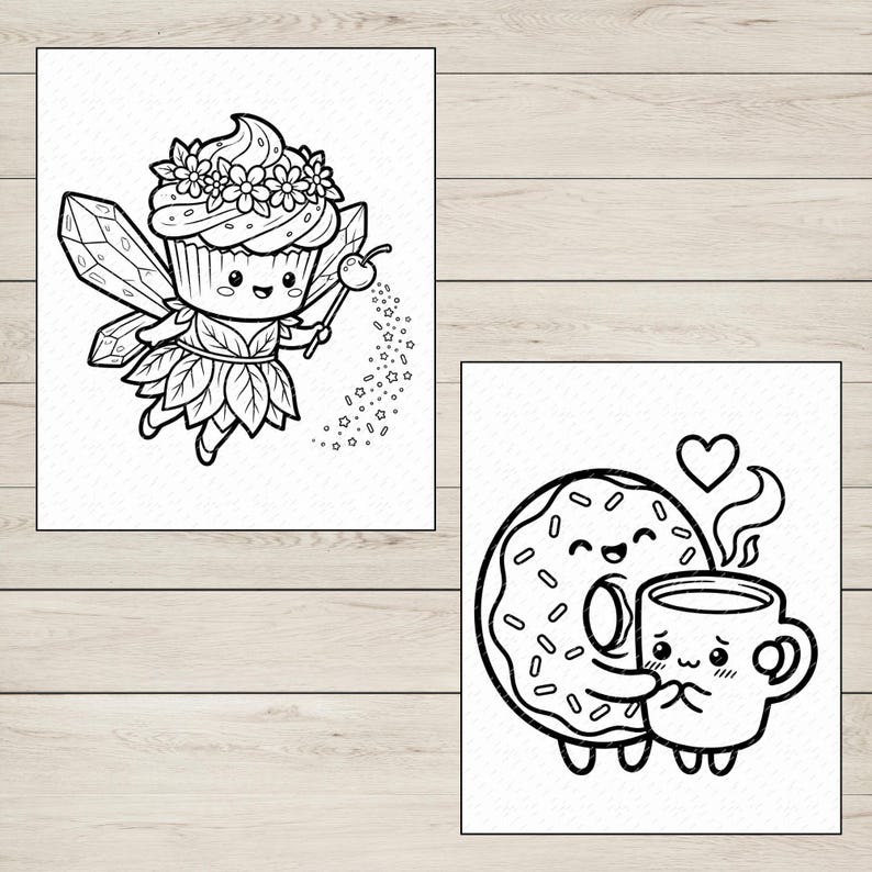 Cute Food & Sweet Coloring Pages for Kids and Adults |kawaii Dessert ...