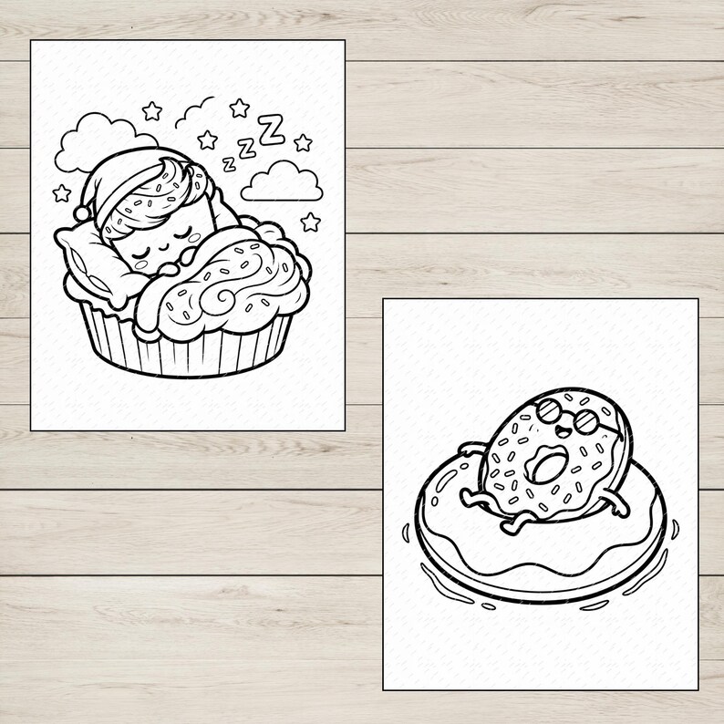 Cute Food & Sweet Coloring Pages for Kids and Adults |kawaii Dessert ...