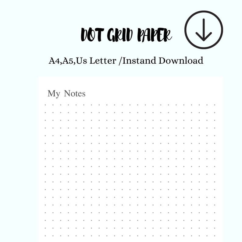 Dot Grid Notes Page Printable, Grid Notes, Note Taking, Writing Paper ...