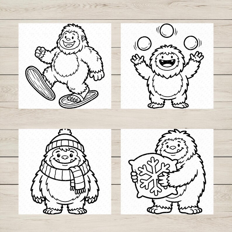 Cute Fluffy Yeti Coloring Pages for Kids | Winter Holiday Printable ...