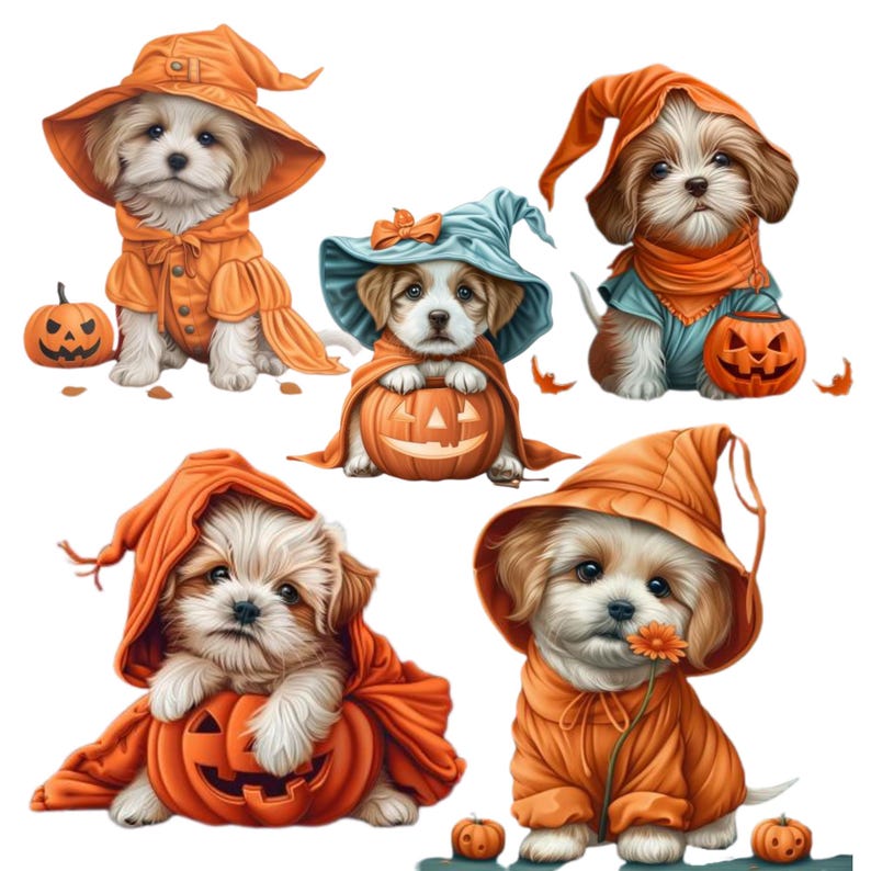 Watercolor Cute Puppy Dressed up for Halloween Clipart of 20 ...