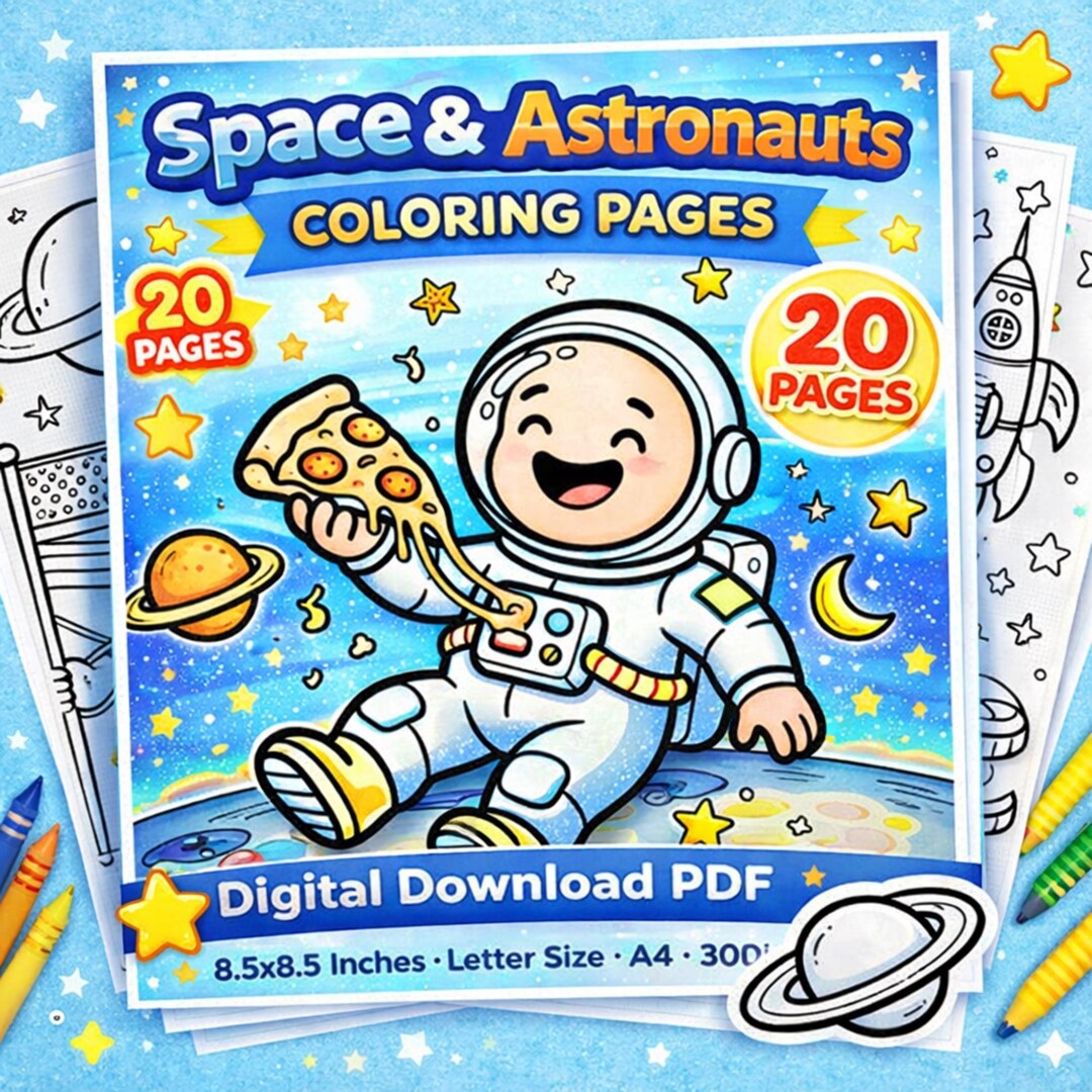 Space Astronauts Coloring Pages for Kids | Cute Space Coloring Book ...