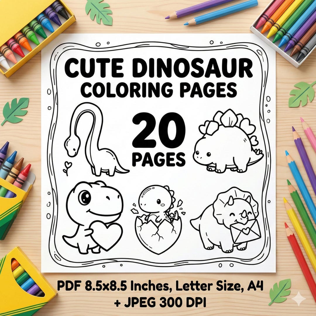Cute Dinosaur Coloring Pages for Kids – Printable Dino Activity Book ...