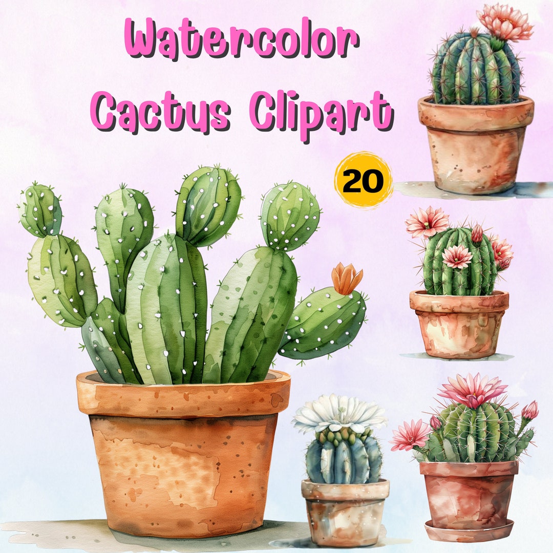 Watercolor Cactus Clipart Png Files ,20 Cactus Clipart ,cactus Artful ...